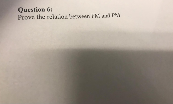 Solved Question 6: Prove the relation between FM and PM | Chegg.com