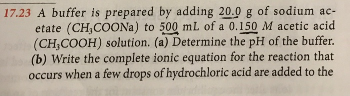 Solved A buffer is prepared by adding 20.0 g of sodium | Chegg.com