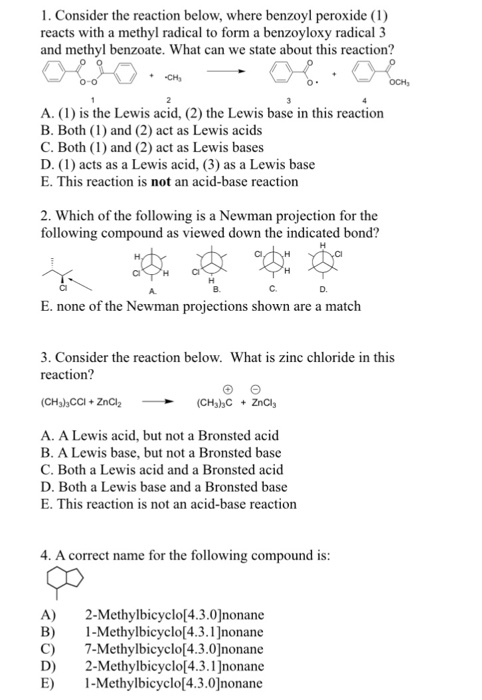Solved 1. Consider the reaction below, where benzoyl | Chegg.com