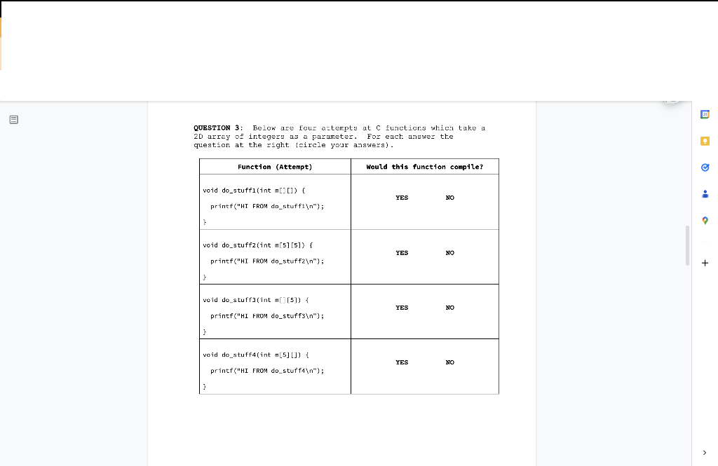 Solved QUESTION 3; Below are four azterpts at C functions | Chegg.com Solved QUESTION 3; Below are four azterpts at C functions | Chegg.com
