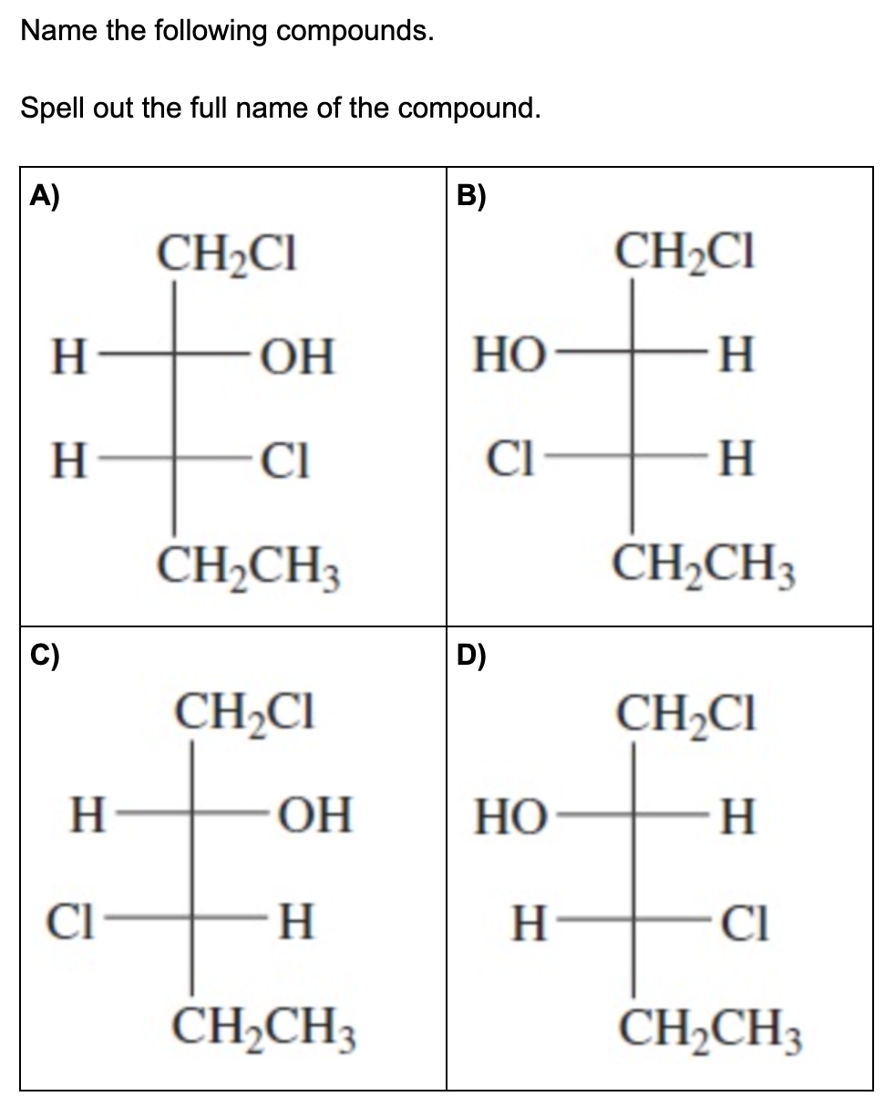 Solved Name the following compounds.Spell out the full name | Chegg.com