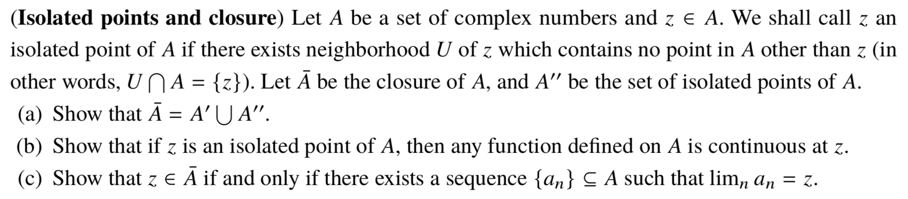 Solved (Isolated points and closure) Let A be a set of | Chegg.com