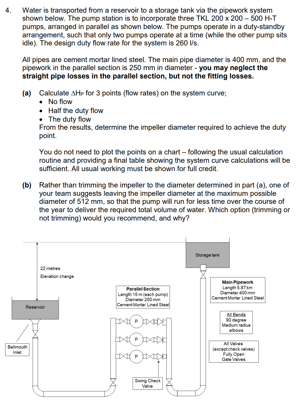 Solved Water is transported from a reservoir to a storage | Chegg.com