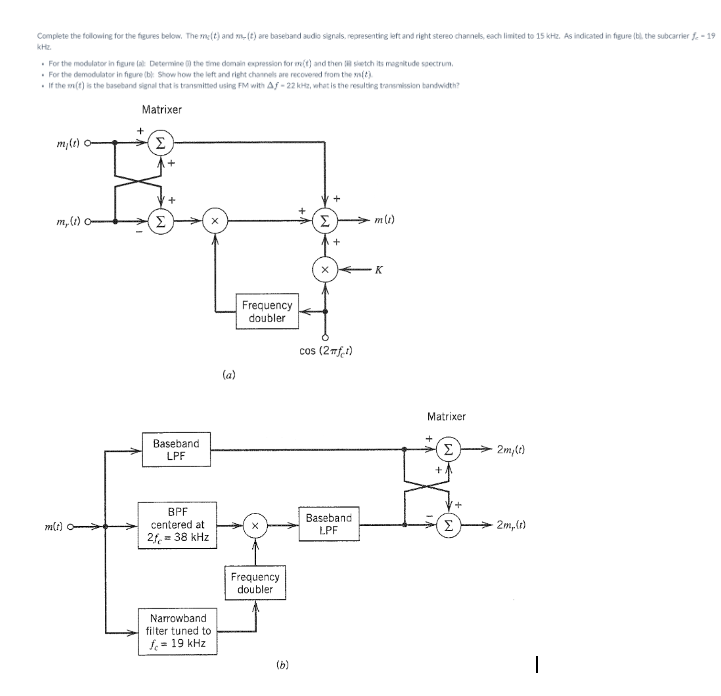 Solved kHzFor the demodulator in figure (b) ﻿Show how the | Chegg.com