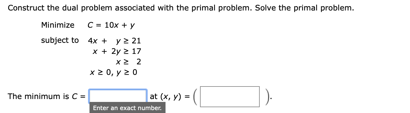 Solved Construct the dual problem associated with the primal | Chegg.com