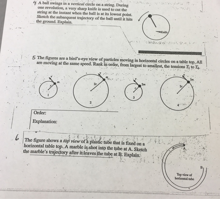 Solved 4 A ball swings in a vertical circle on a string. | Chegg.com
