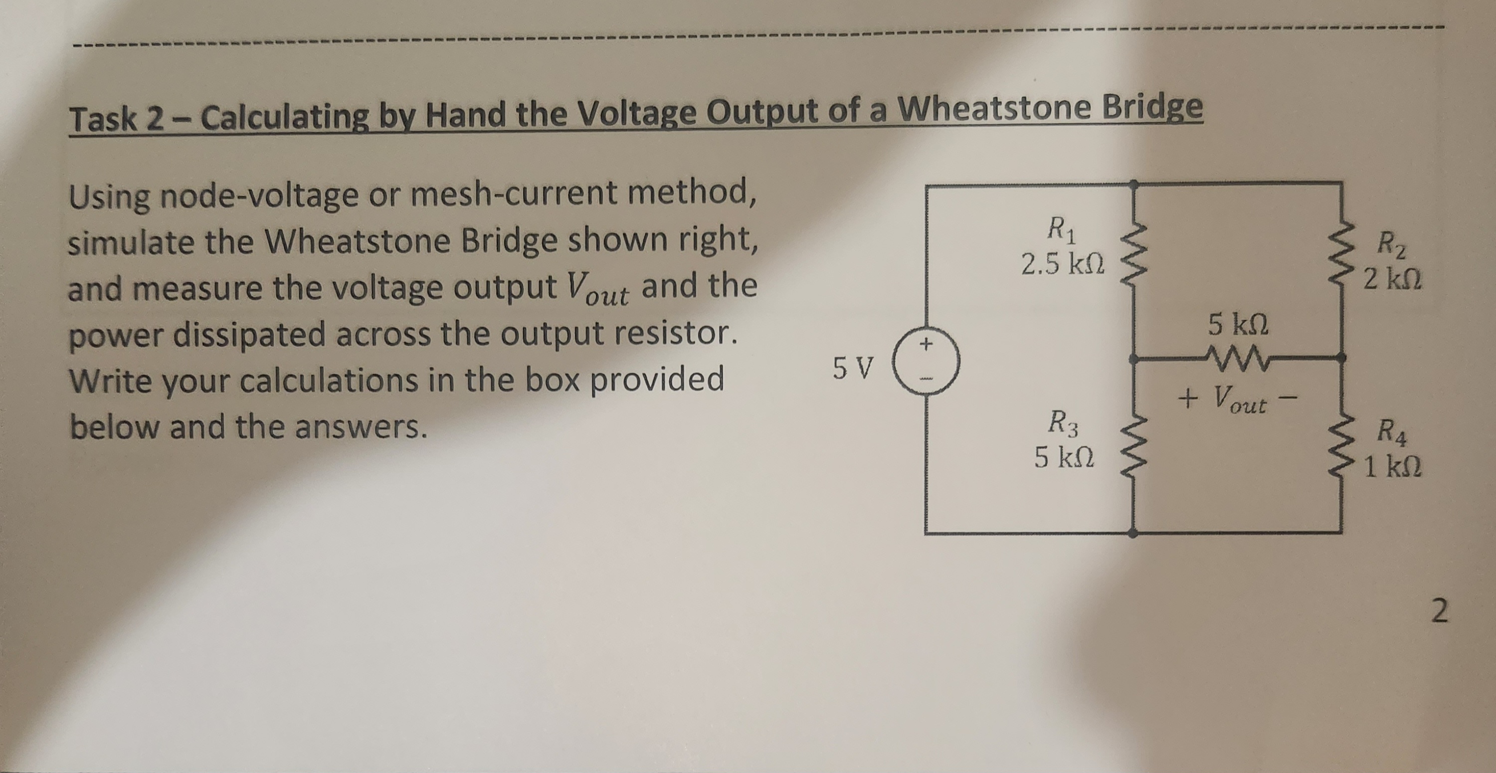 Solved Task 2-Calculating by Hand the Voltage Output of a | Chegg.com