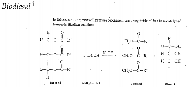 Solved Biodiesel 1 In this experiment, you will prepare | Chegg.com