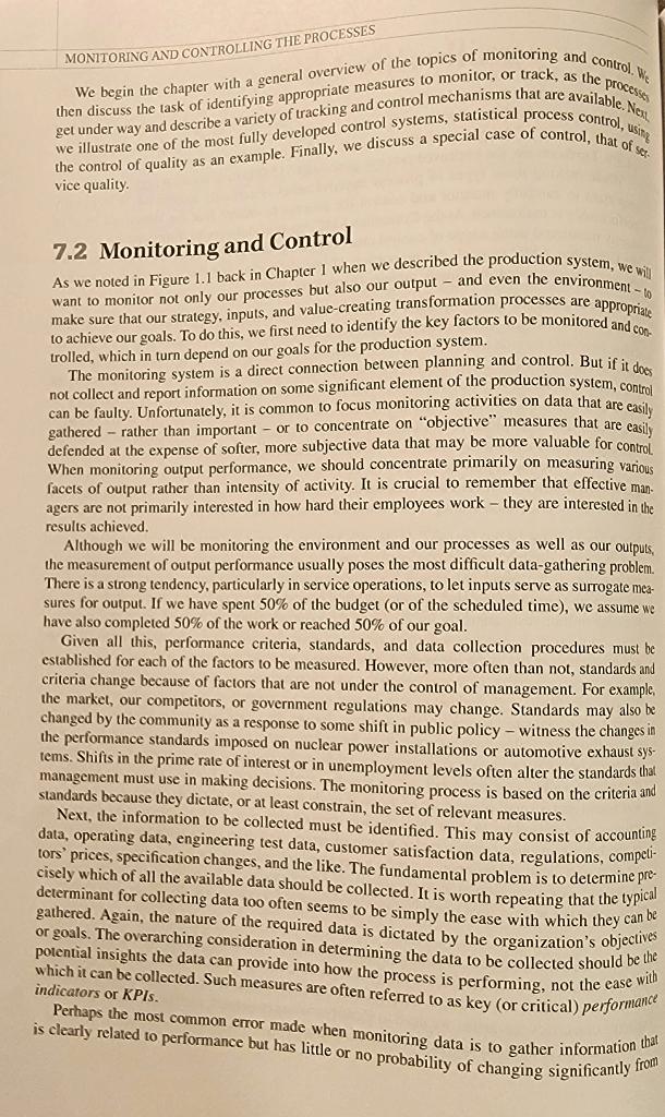 Solved Based on reading of Sections 7.2: "Monitoring and | Chegg.com