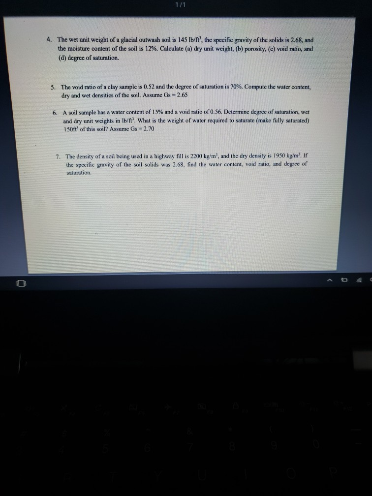 Solved 4. The wet unit weight of a glacial outwash soil is | Chegg.com