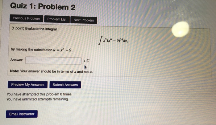 Solved Quiz 1 Problem 2 Previous Problem Problem List Next
