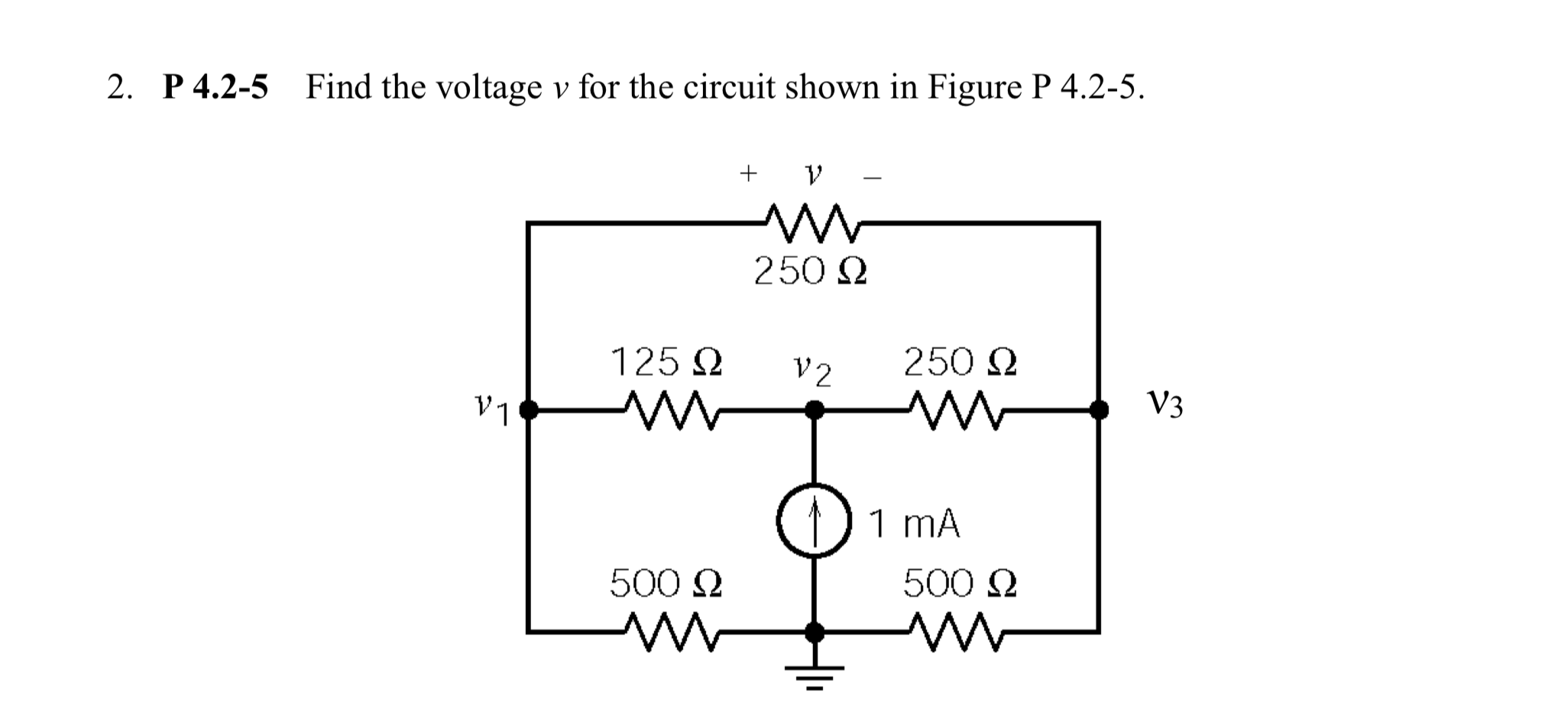 Solved Find the voltage v for the circuit shown in Figure P | Chegg.com
