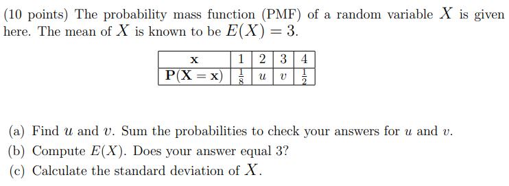 Solved (10 points) The probability mass function (PMF) of a | Chegg.com