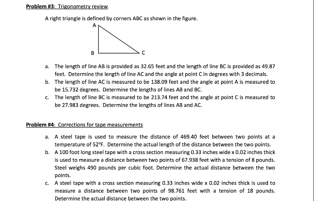 Solved Problem #3: Trigonometry review A right triangle is | Chegg.com