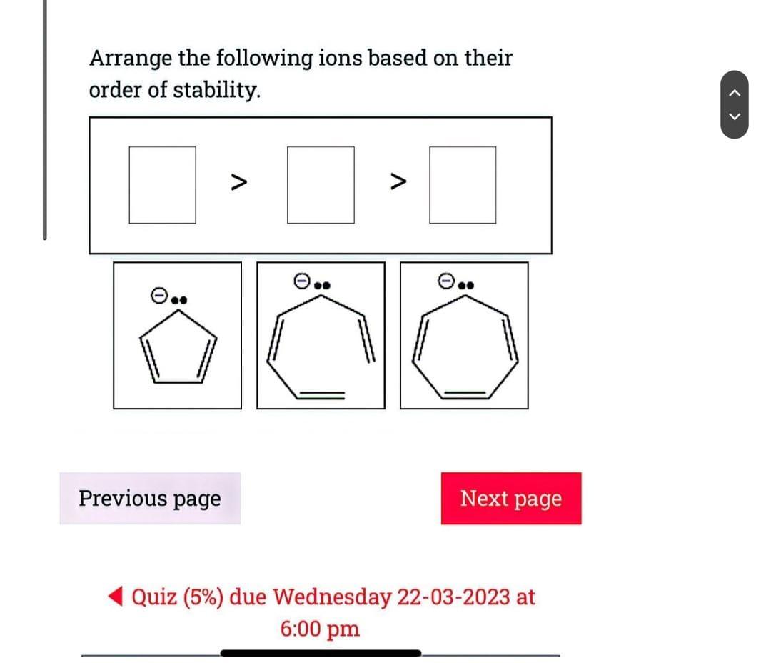 Solved Arrange the following ions based on their order of | Chegg.com