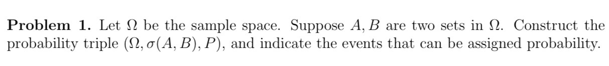 Solved Problem 1. Let Ω be the sample space. Suppose A,B are | Chegg.com
