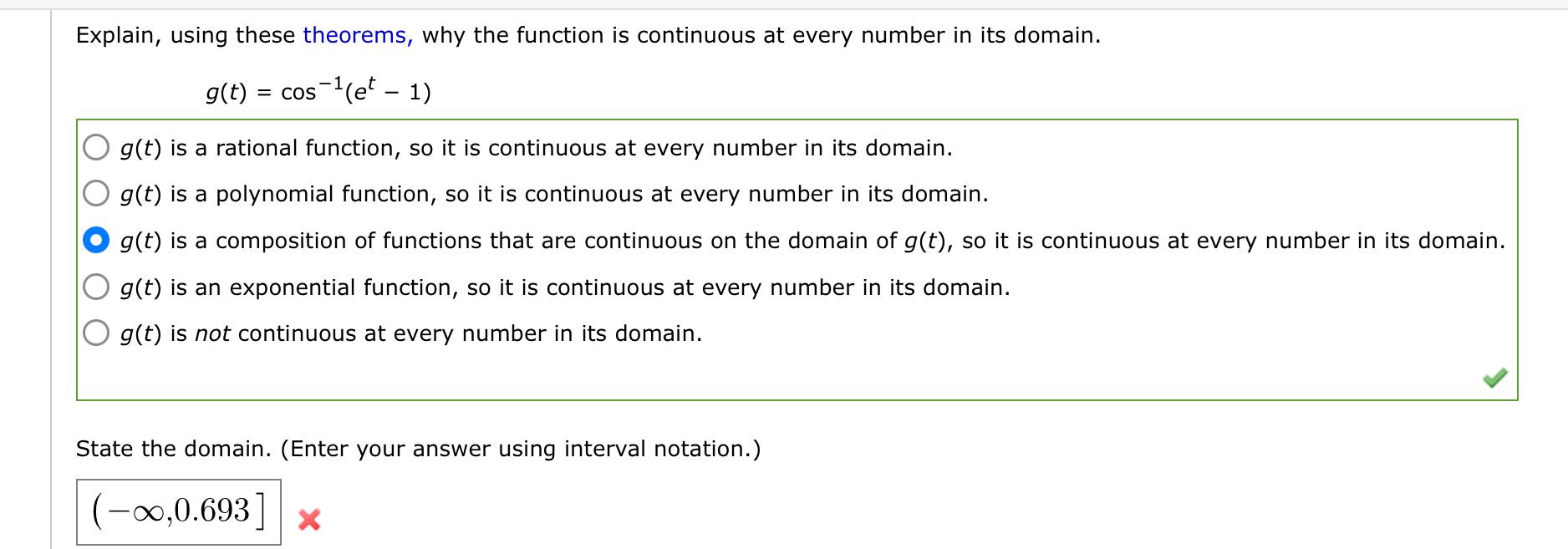 Solved Explain, using these theorems, why the function is | Chegg.com