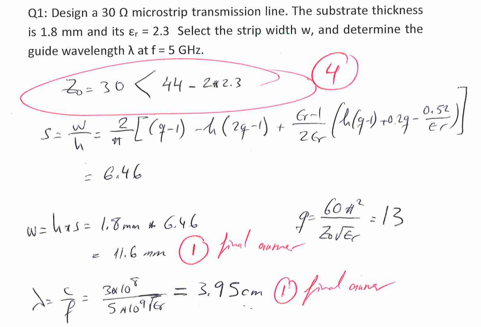 Solved Q1: Design a 30Ω microstrip transmission line. The | Chegg.com