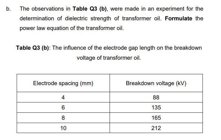 Solved b. The observations in Table Q3 (b), were made in an | Chegg.com