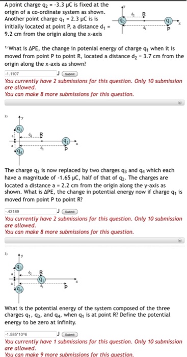 Solved A point charge q2-3.3 HC is fixed at the origin of a | Chegg.com