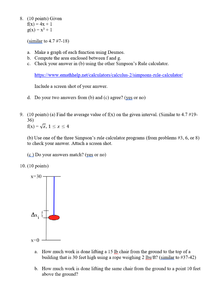 Solved 8. (10 points) Given f(x)=4x+1g(x)=x3+1 (similar to | Chegg.com
