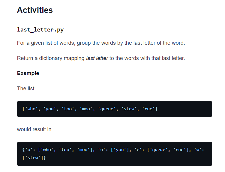 Solved last_letter.py For a given list of words, group the | Chegg.com