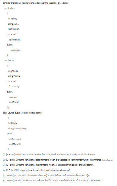 Solved Consider the following declaration and answer the | Chegg.com