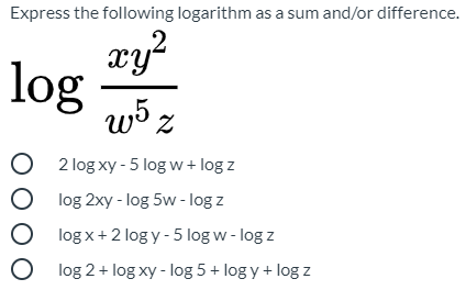 Solved Express the following logarithm as a sum and/or | Chegg.com