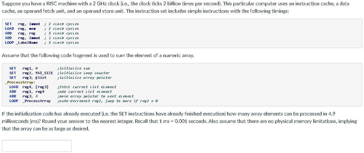 Solved Suppose you have a RISC machine with a 2GHz clock | Chegg.com