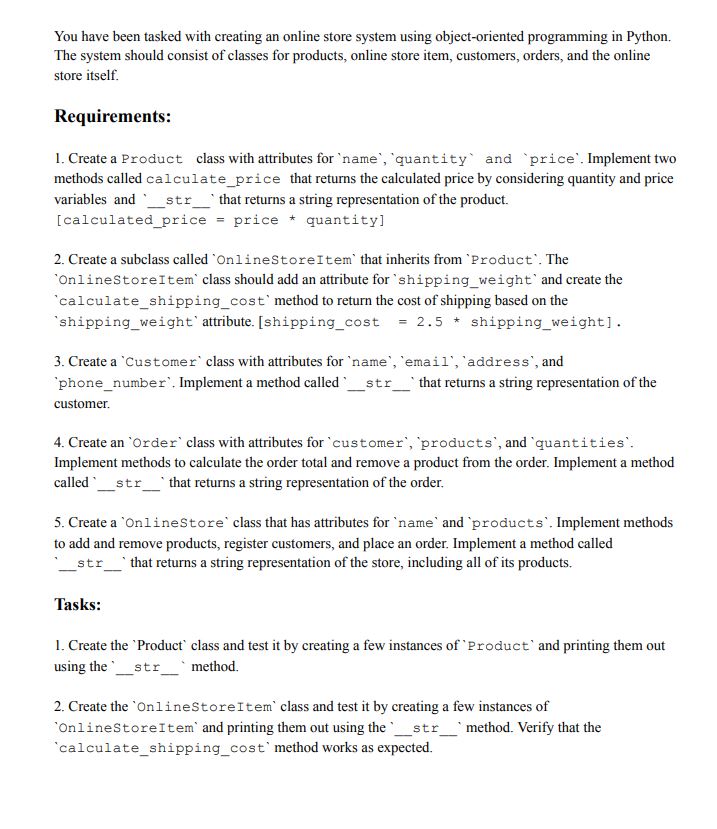 Solved You have been tasked with creating an online store | Chegg.com
