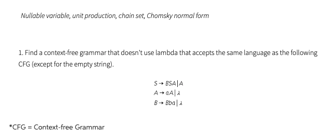 Solved Nullable variable, unit production, chain set, | Chegg.com