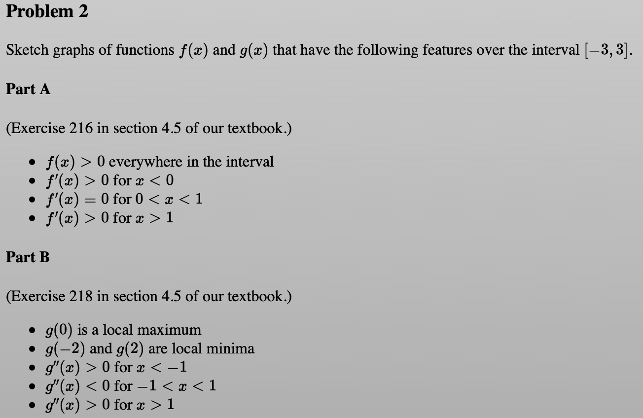 Solved Problem 2 Sketch graphs of functions f(x) and g(x) | Chegg.com