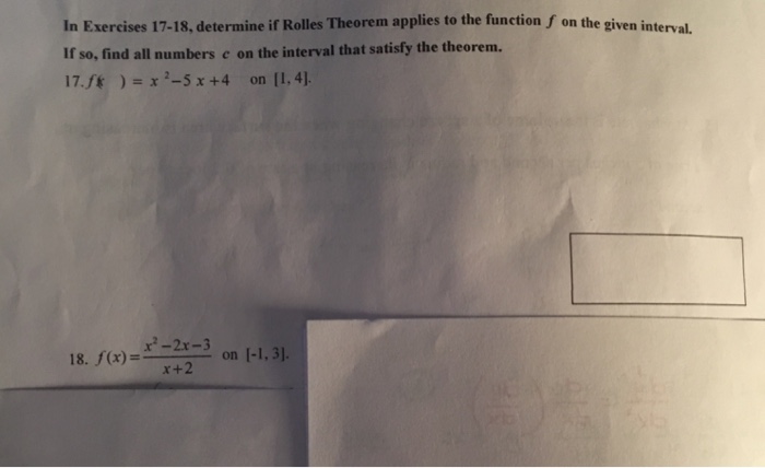 Solved In Exercises 17 18 Determine If Rolles Theorem