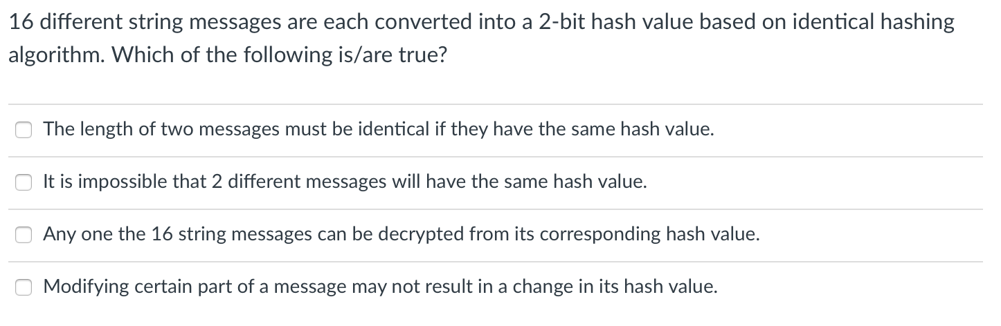 Solved 16 different string messages are each converted into | Chegg.com