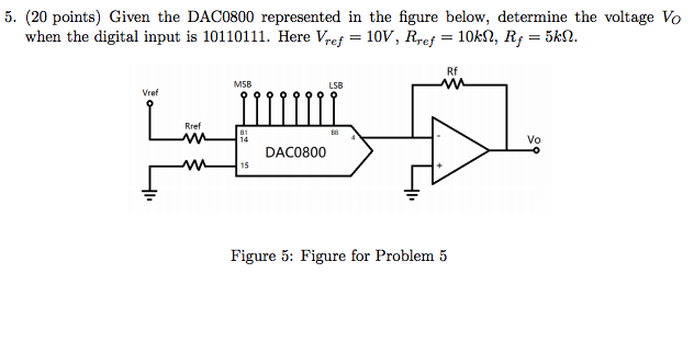 Solved 5. (20 points) Given the DAC0800 represented in the | Chegg.com