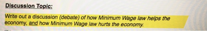 Solved Write out a discussion (debate) of how Minimum Wage | Chegg.com