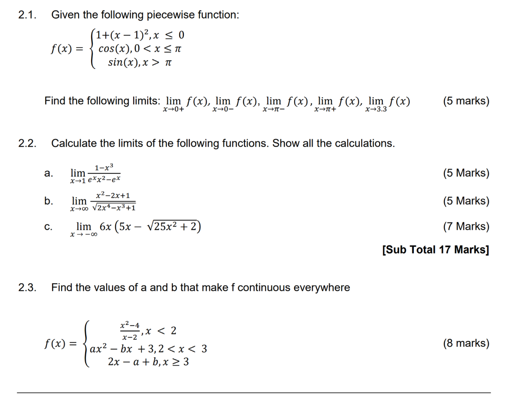 Solved 2.1. Given the following piecewise function: | Chegg.com