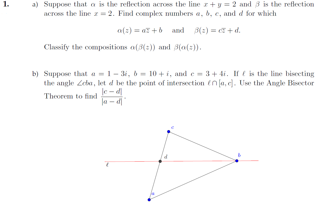 Solved 1. a) Suppose that a is the reflection across the | Chegg.com