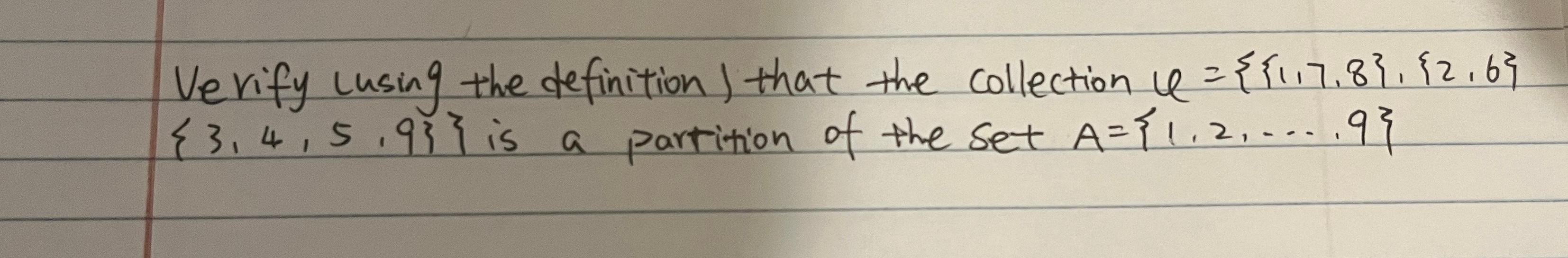 Solved Vevify Lusing the definition) that the collection | Chegg.com