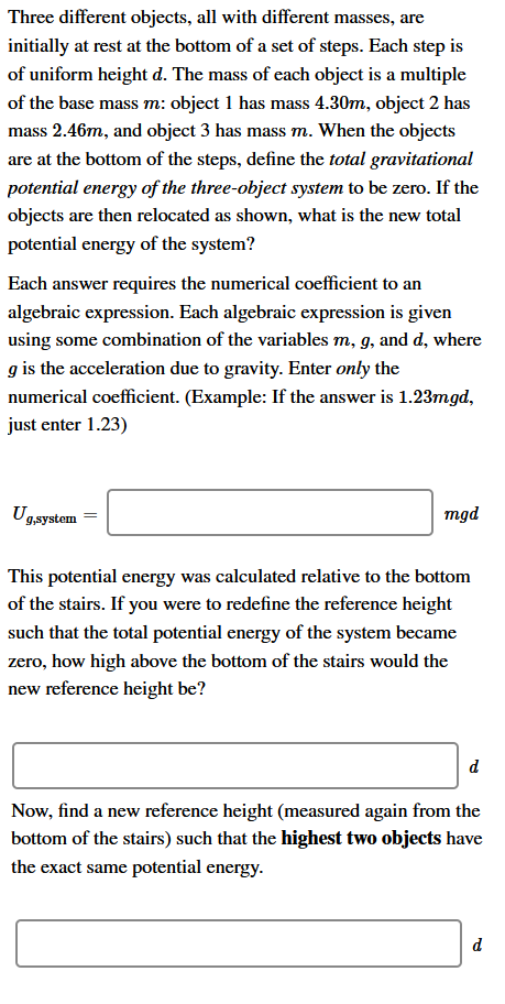 Solved Three different objects, all with different masses, | Chegg.com