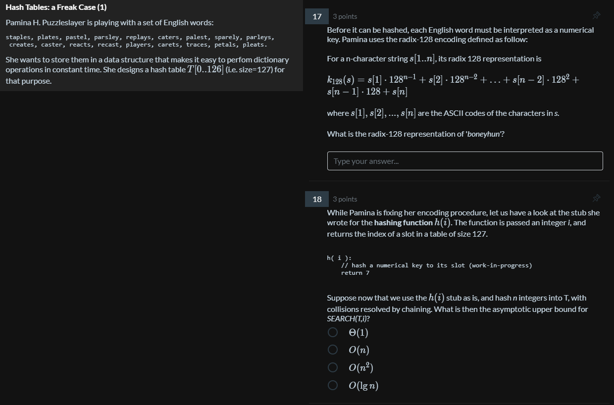 17 Hash Tables: a Freak Case (1) Pamina H. | Chegg.com