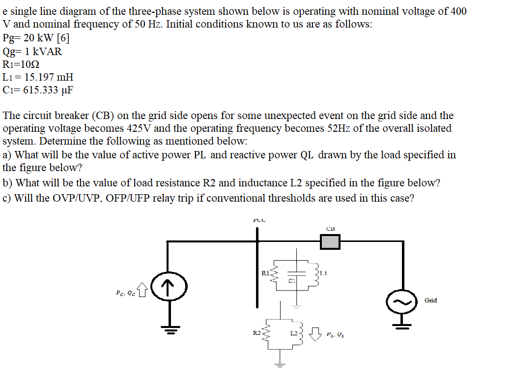 Solved e single line diagram of the three-phase system shown | Chegg.com