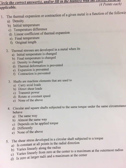 Solved The thermal expansion or contraction of a given metal | Chegg.com
