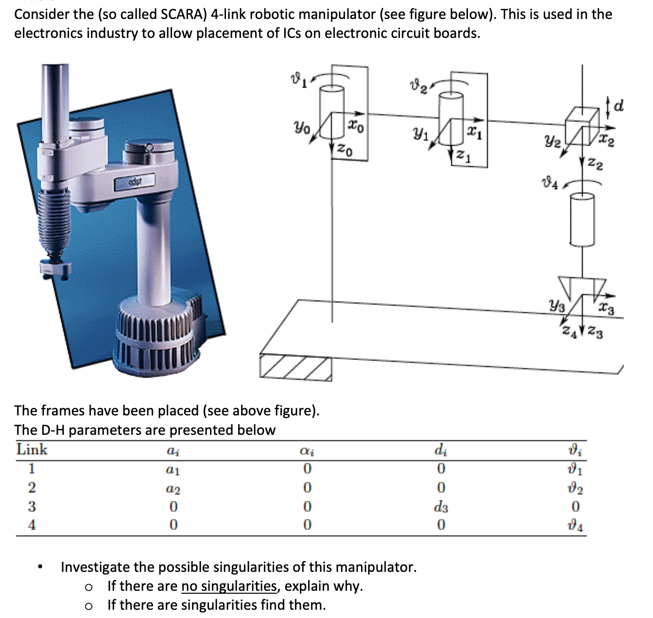 Solved Consider the (so called SCARA) 4-link robotic | Chegg.com