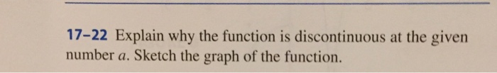 Solved 17-22 Explain why the function is discontinuous at | Chegg.com