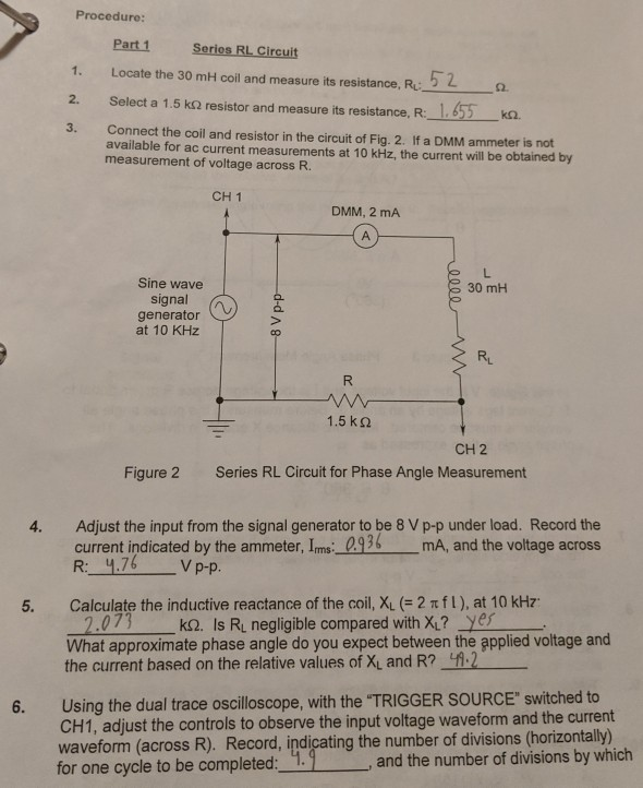 Solved Procedure: Part 1 Serios RL Circuit Locate the 30 mH | Chegg.com