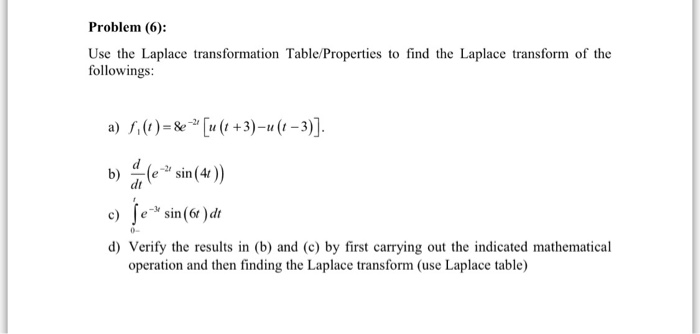 Solved Problem (2) Find the Laplace transform of the | Chegg.com