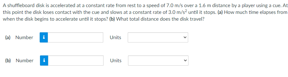 Solved A shuffleboard disk is accelerated at a constant rate | Chegg.com