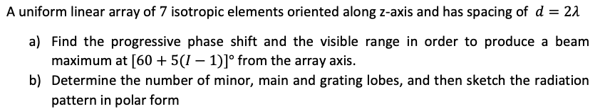 A uniform linear array of 7 isotropic elements | Chegg.com