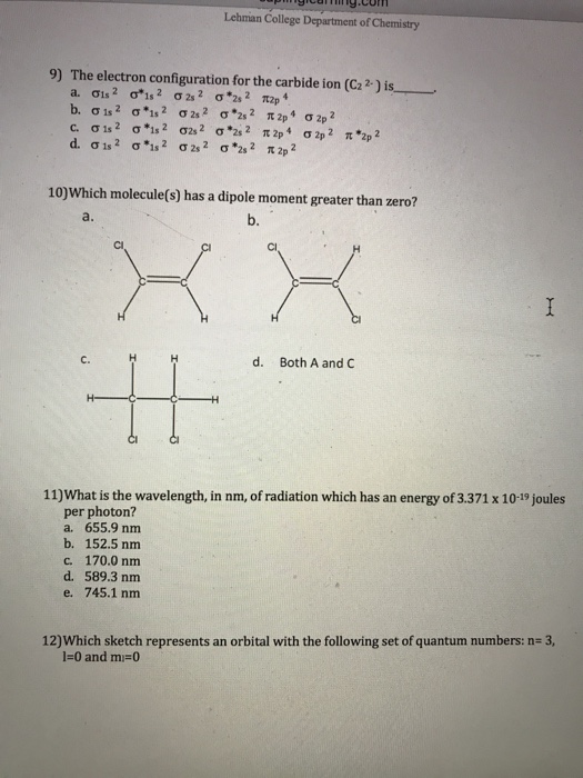 Solved The electron configuration for the carbide ion | Chegg.com